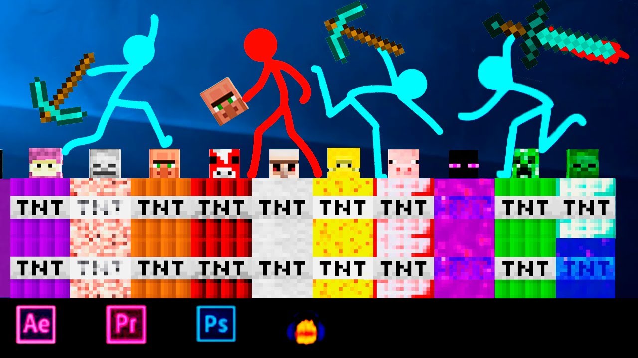 Stickman vs Minecraft ~ ALL KINDS OF TNT GOLEMS in Animation vs ...