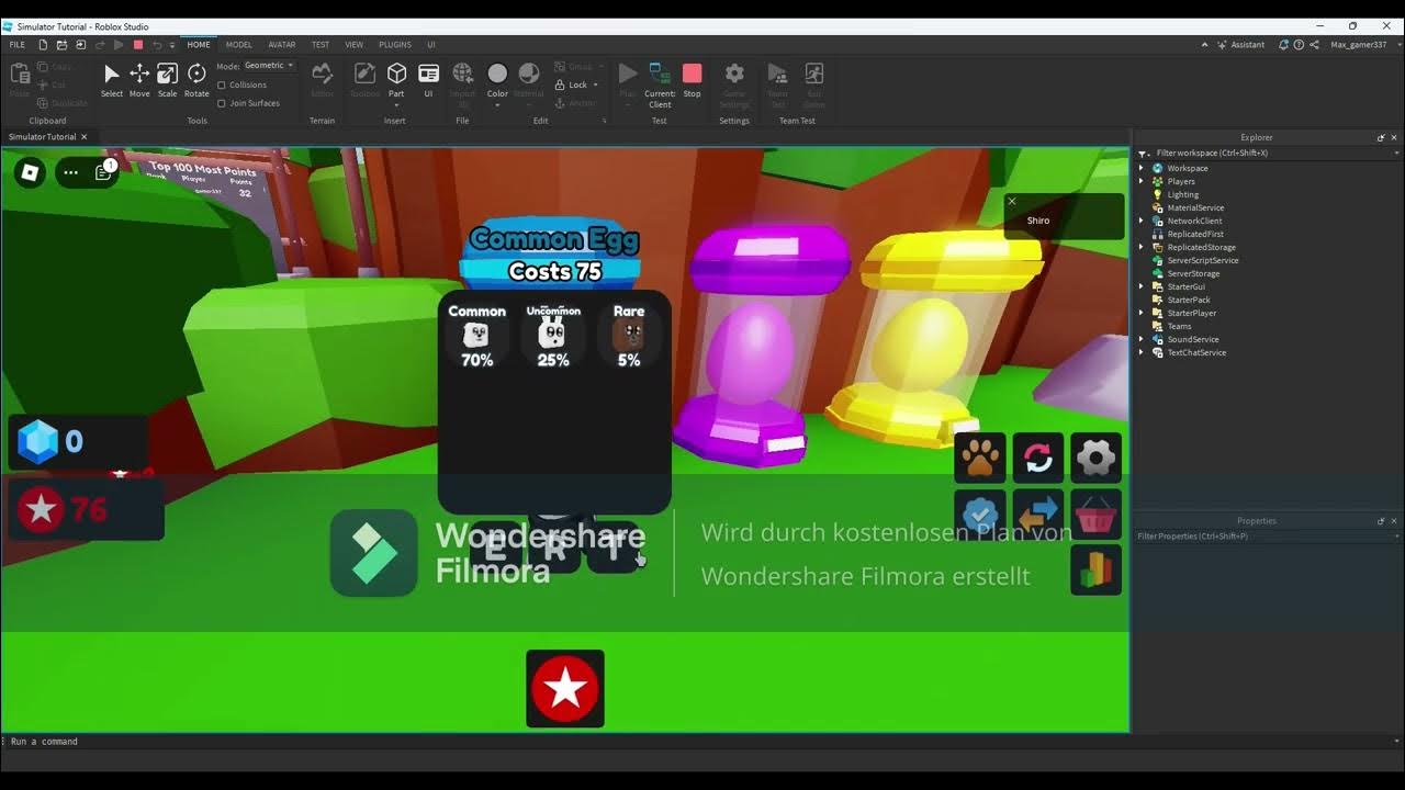 so erstellt ihr ein Simulator Game in 10 Minuten (Roblox Studio) - YouTube