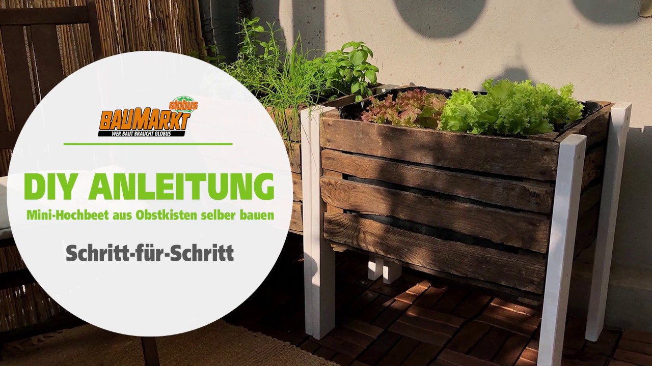 Mini-Hochbeet aus Obstkisten selber bauen | GLOBUS BAUMARKT - YouTube