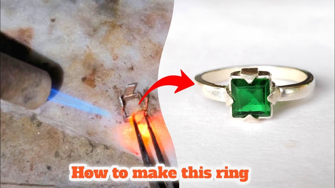 Silver ring with stone ! Silver ring making ! How to make stone ring ...