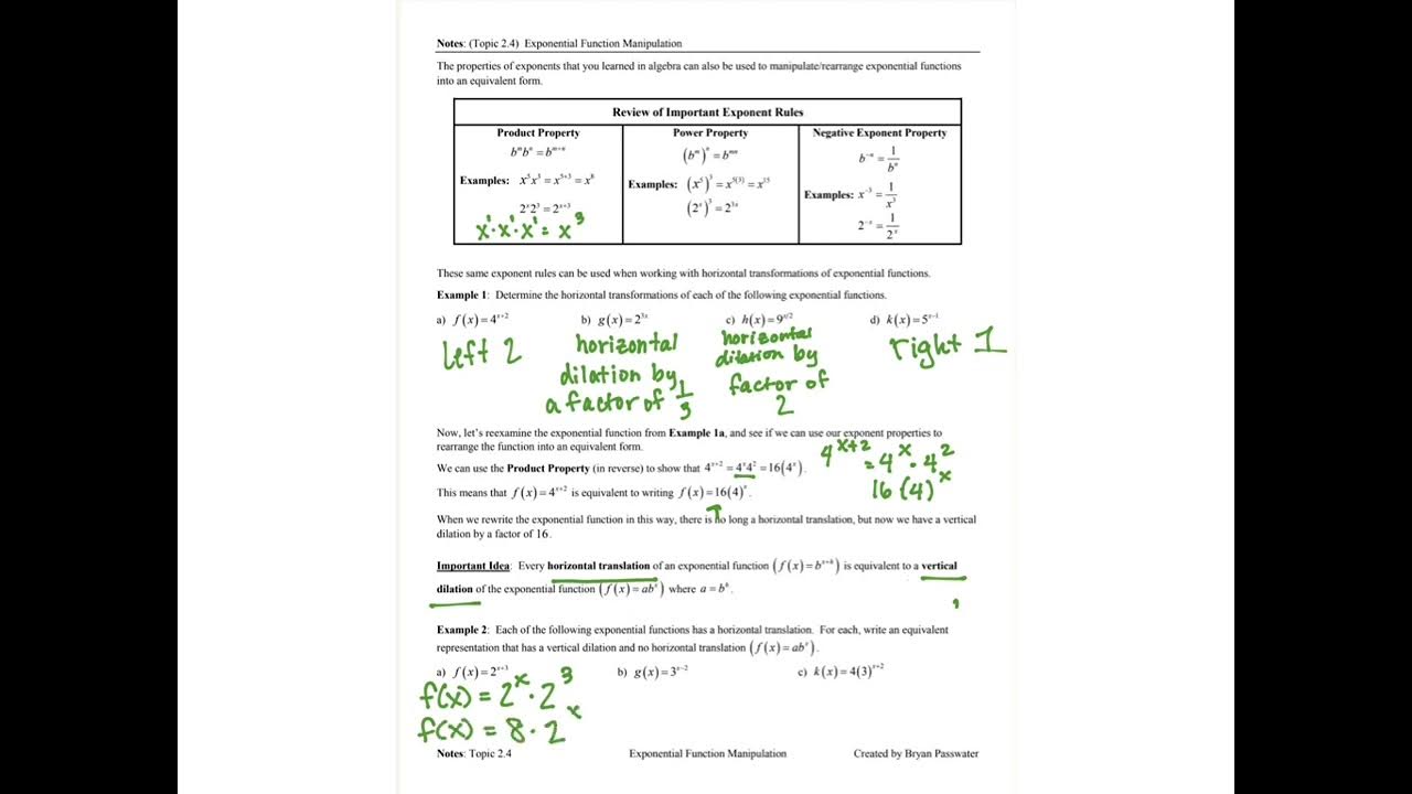 2.4 Exponential Function Manipulation - YouTube