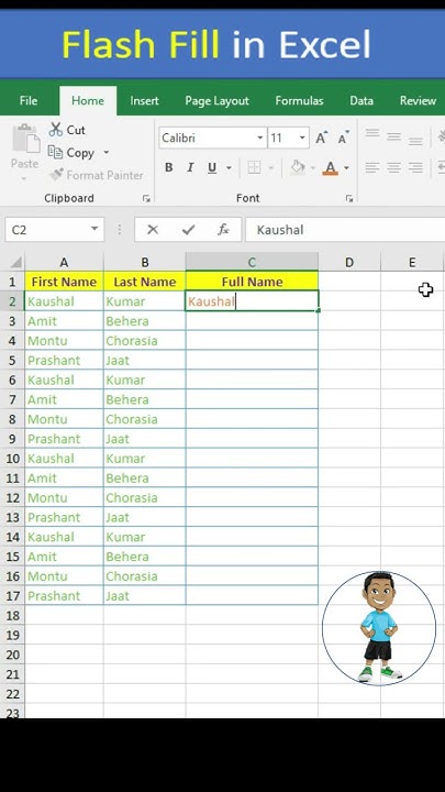 Flash Fill in Excel #excel #exceltips #exceltutorial #msexcel #developer #shorts #flashfill # ...