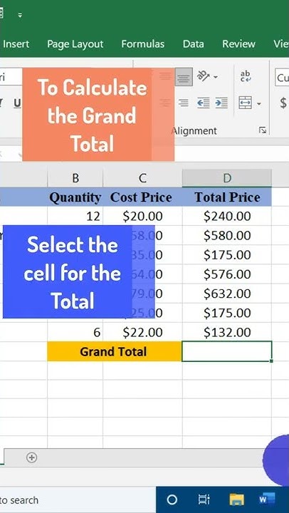 How to Quickly Calculate Total and Grand Total in Excel #shorts - YouTube