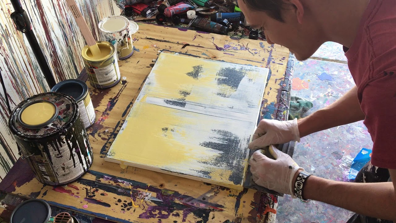 Making a Scraped Abstract Painting with a Trowel - YouTube