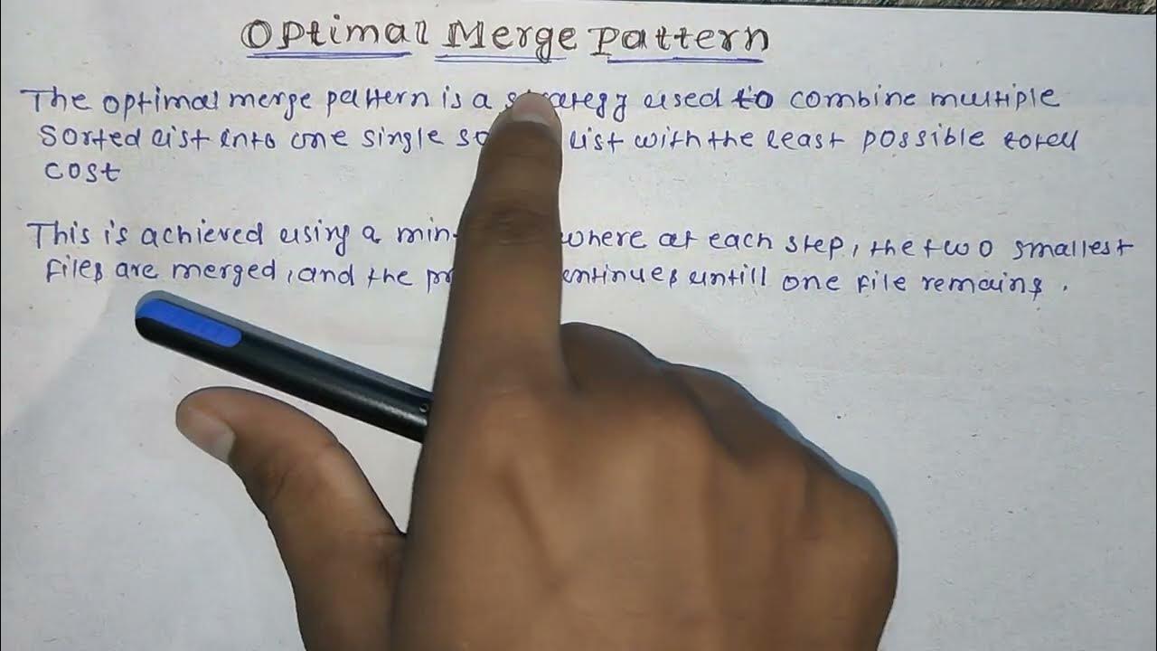 Optimal Merge Pattern using Greedy Method in Hindi | DAA | Two way Merge Pattern | - YouTube