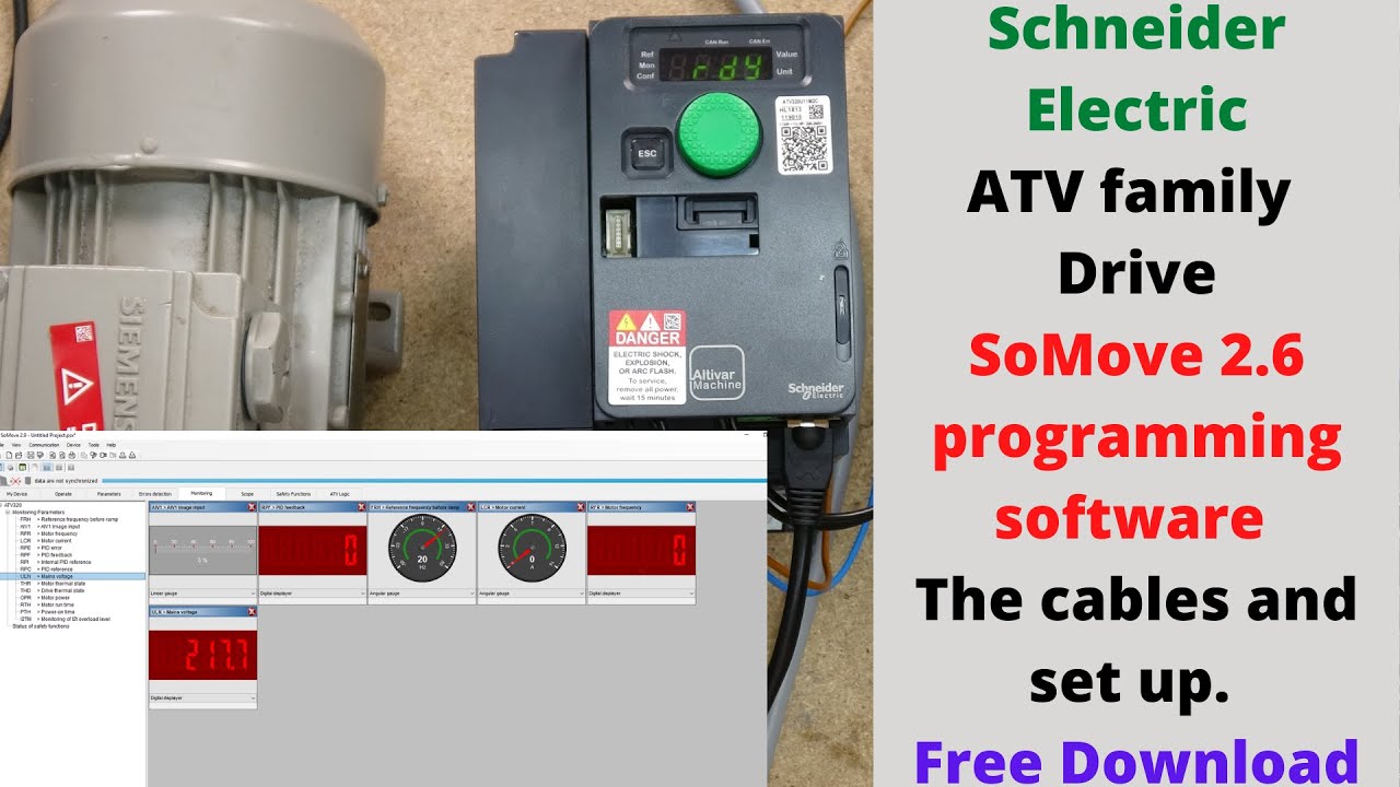 Schneider Electric ATV Drive SoMove programming software, the cables ...