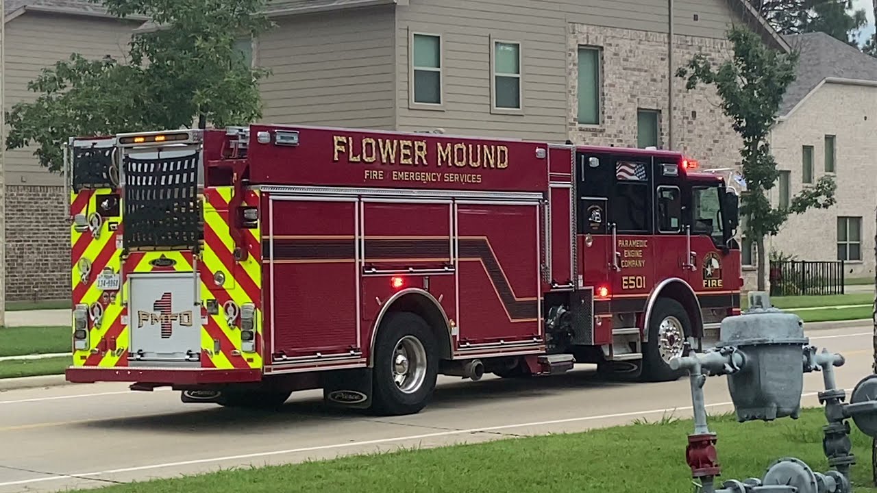 [Flower Mound Fire Department] E 501, And M501, Responding. - YouTube