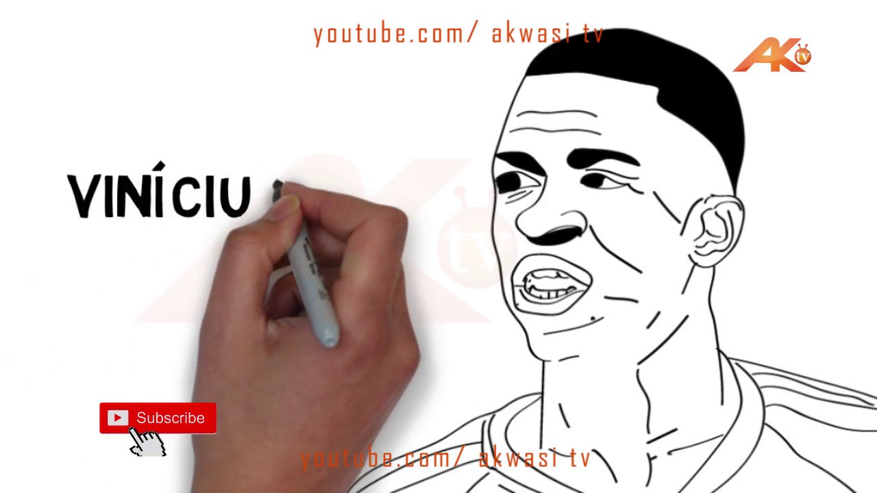 Drawing of Vinicius Junior Magic Skills & Tricks To Real Madrid Brazil ...