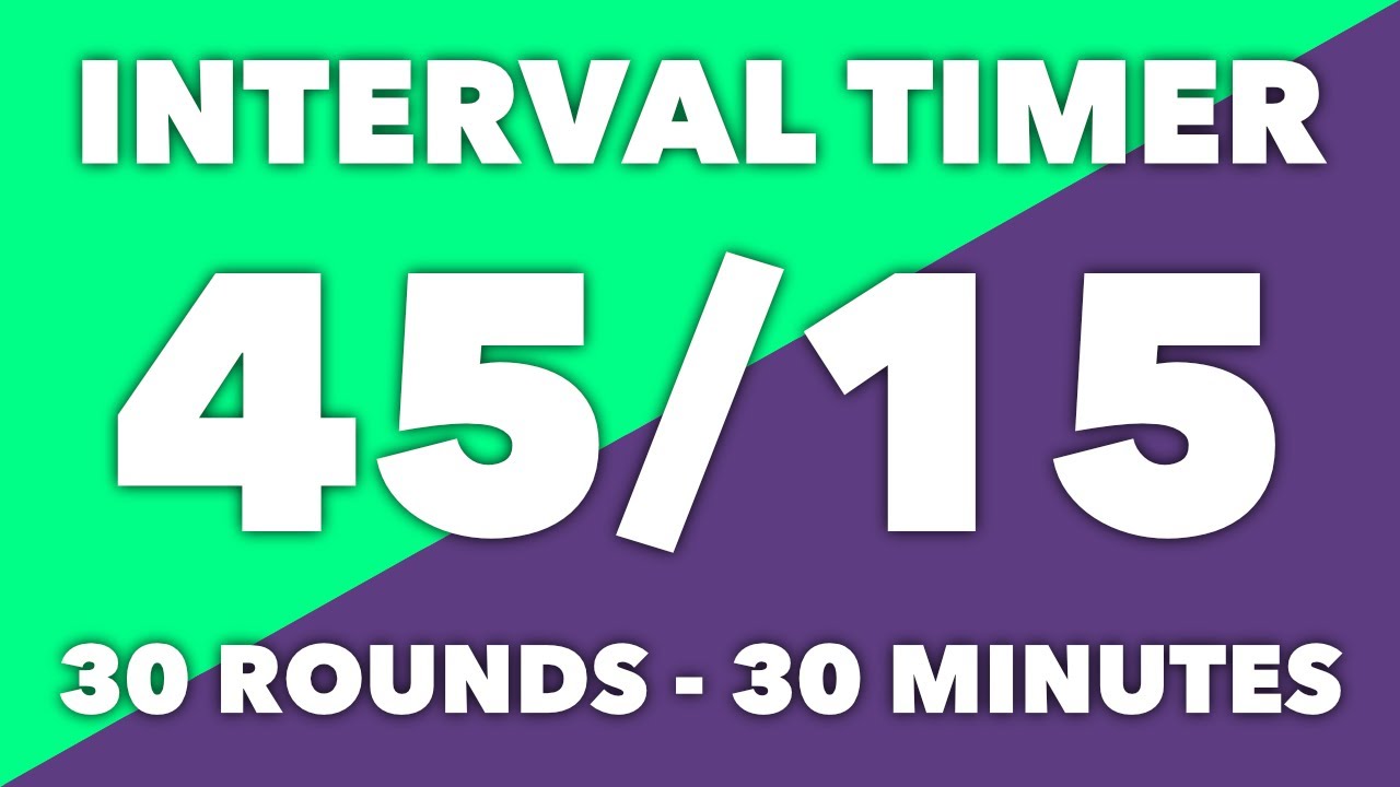 45 / 15 Second HIIT Interval Timer - 30 rounds - No music - Beep alert ...