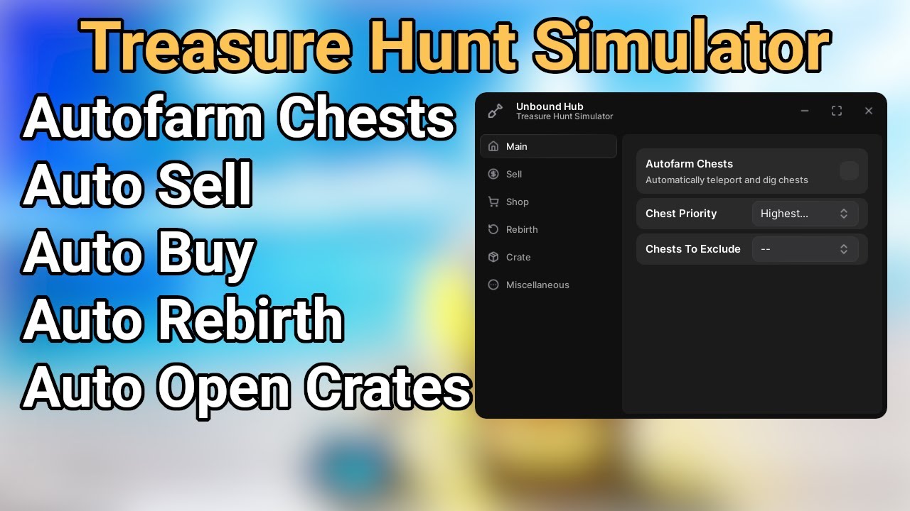 [ OP] Treasure Hunt Simulator Script | Autofarm Chests, Auto Rebirth ...