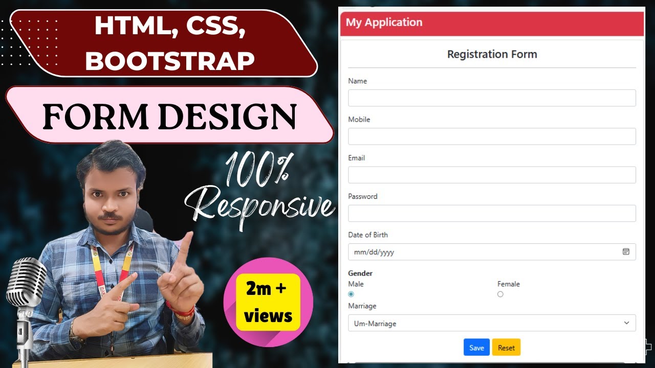 HTML Form kaise banaye? || How to Create Responsive Registration Form ...