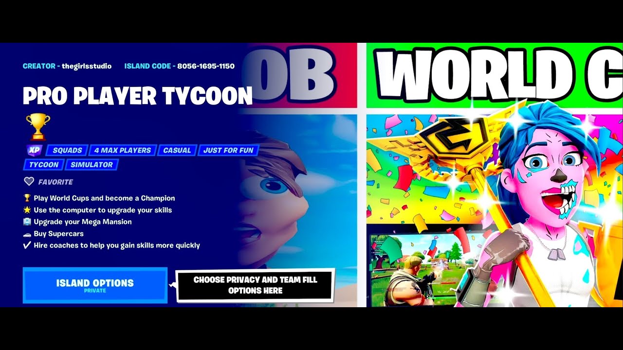 FORTNITE PRO PLAYER TYCOON 🏆 21 WORLD CUPS - MAX ABILITY - MAP CODE ...