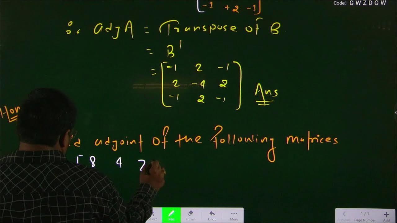 B.Sc Math Part-1//Matrix //Chapter-2nd//Adjoint Of A Matrix - YouTube