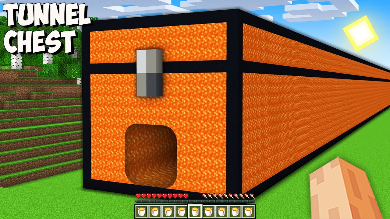 I found THE LONGEST LAVA TUNNEL inside GIANT CHEST in Minecraft! This ...