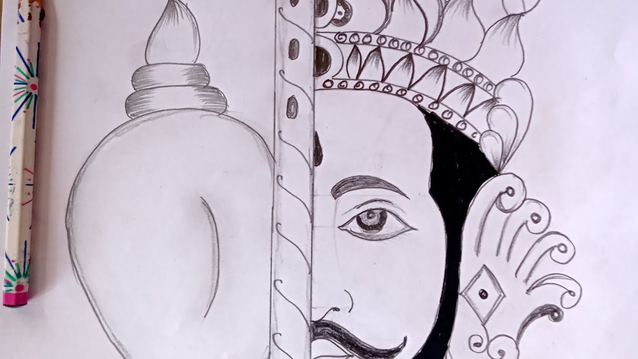 How To Draw khatu Shyam Ji And Shankh On y//Very Easy Step by Step ...