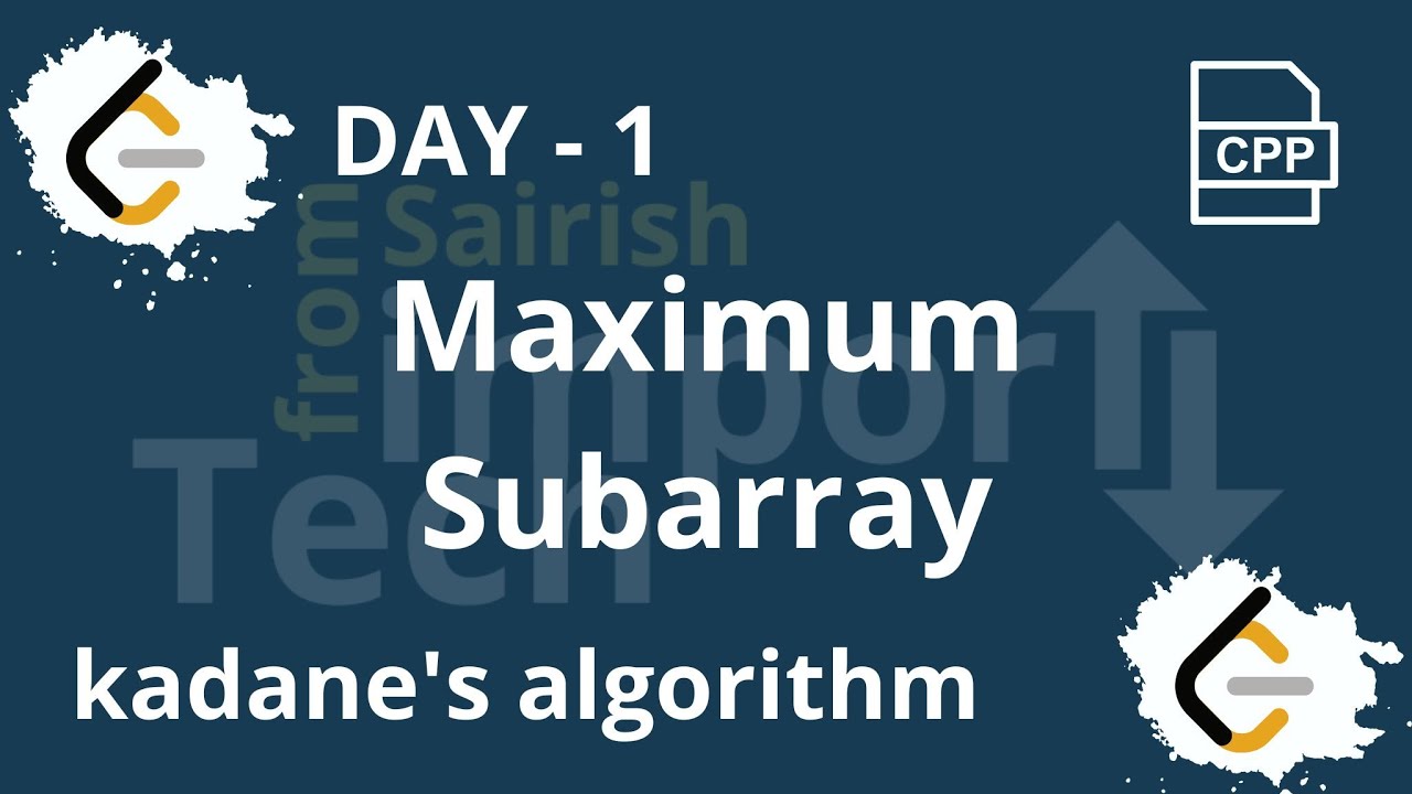 Maximum Subarray | Kadane Algorithm | Leetcode | 2 Week Study Plan | Day 1 | Part 2 - YouTube