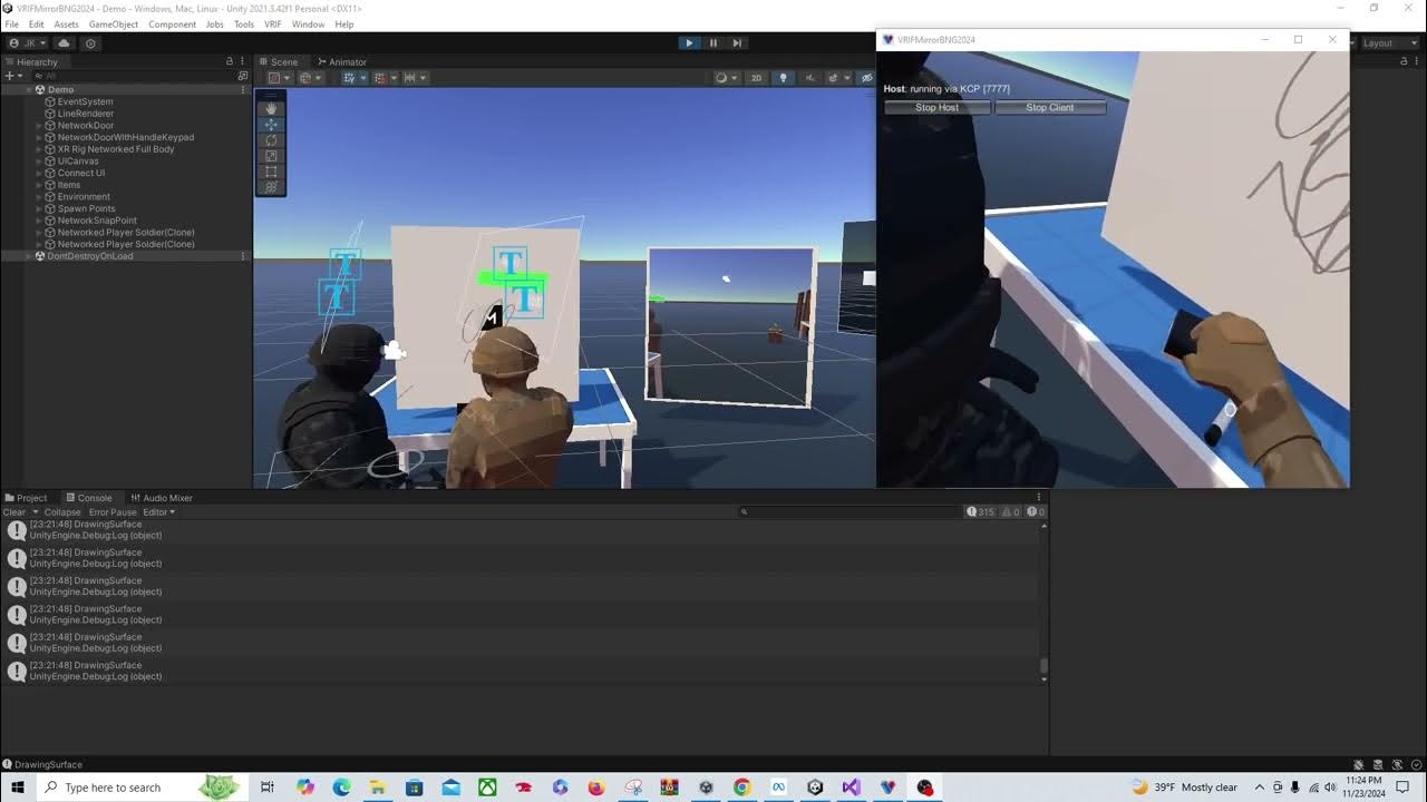 VRIF Mirror Networking Integration Dev Log Networked Whiteboard 11.24.2024 - YouTube