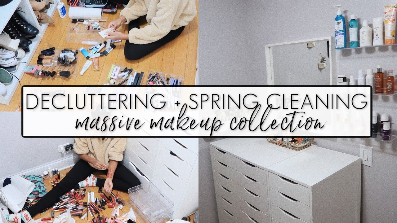 Decluttering + Spring Cleaning | MASSIVE MAKEUP COLLECTION - YouTube