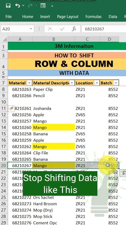 Short key of Data Shifting in Excel | Excel Row Shift with Data #exceltips #excelshortsvideo # ...
