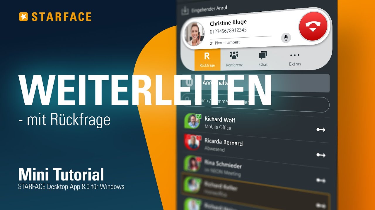 Einen Anruf weiterleiten - STARFACE Windows App - Tutorial - YouTube