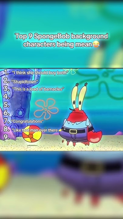 top 9 SpongeBob background characters being mean #like #spongebob # ...