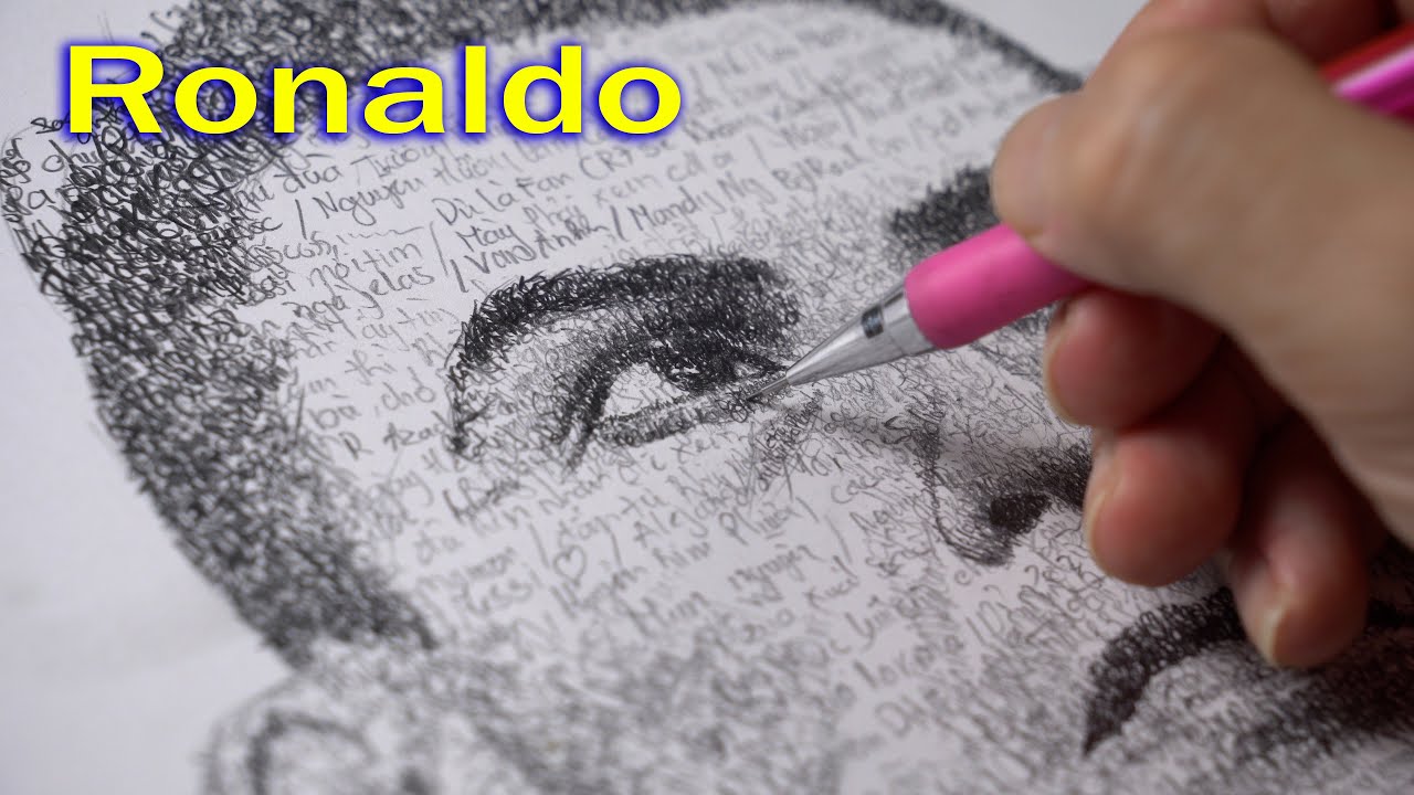 Challenging to draw Ronaldo with multiple commentaries - YouTube