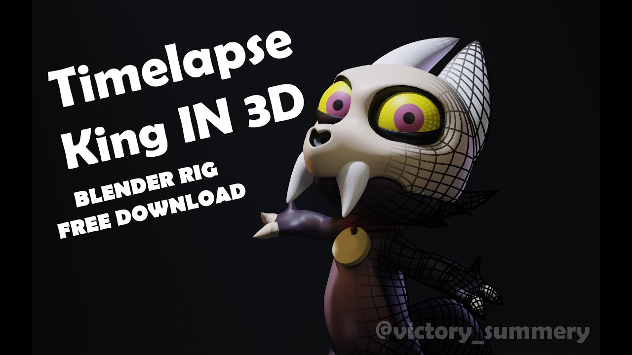 Making of timelapse of King from The Owl House (BLENDER RIG FREE ...