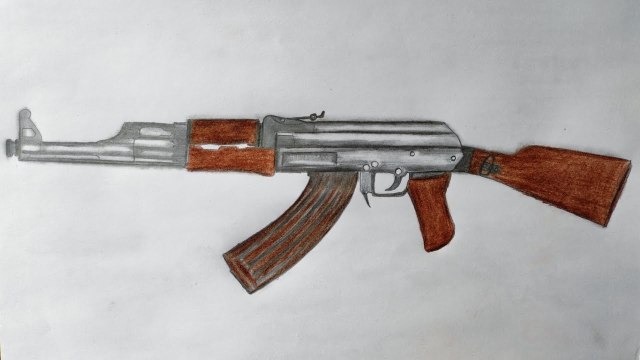 How To Draw AK-47 Step By Step Easy Tutorial - YouTube