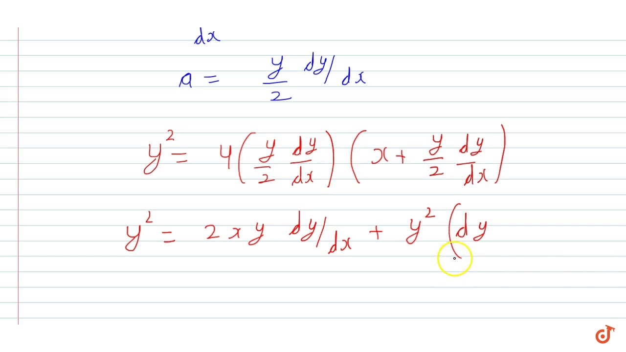 Form the differential equation of the family of parabolas with focus at ...