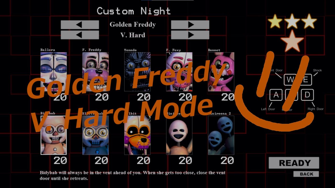 FNAF SL Golden Freddy V. Hard Mode Beaten! - YouTube