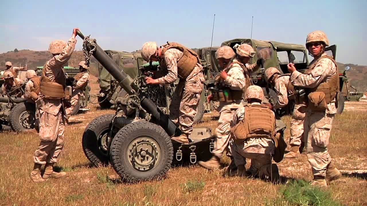 Artillery Marines M327 Towed Rifle Mortar Weapon Live Fire - YouTube