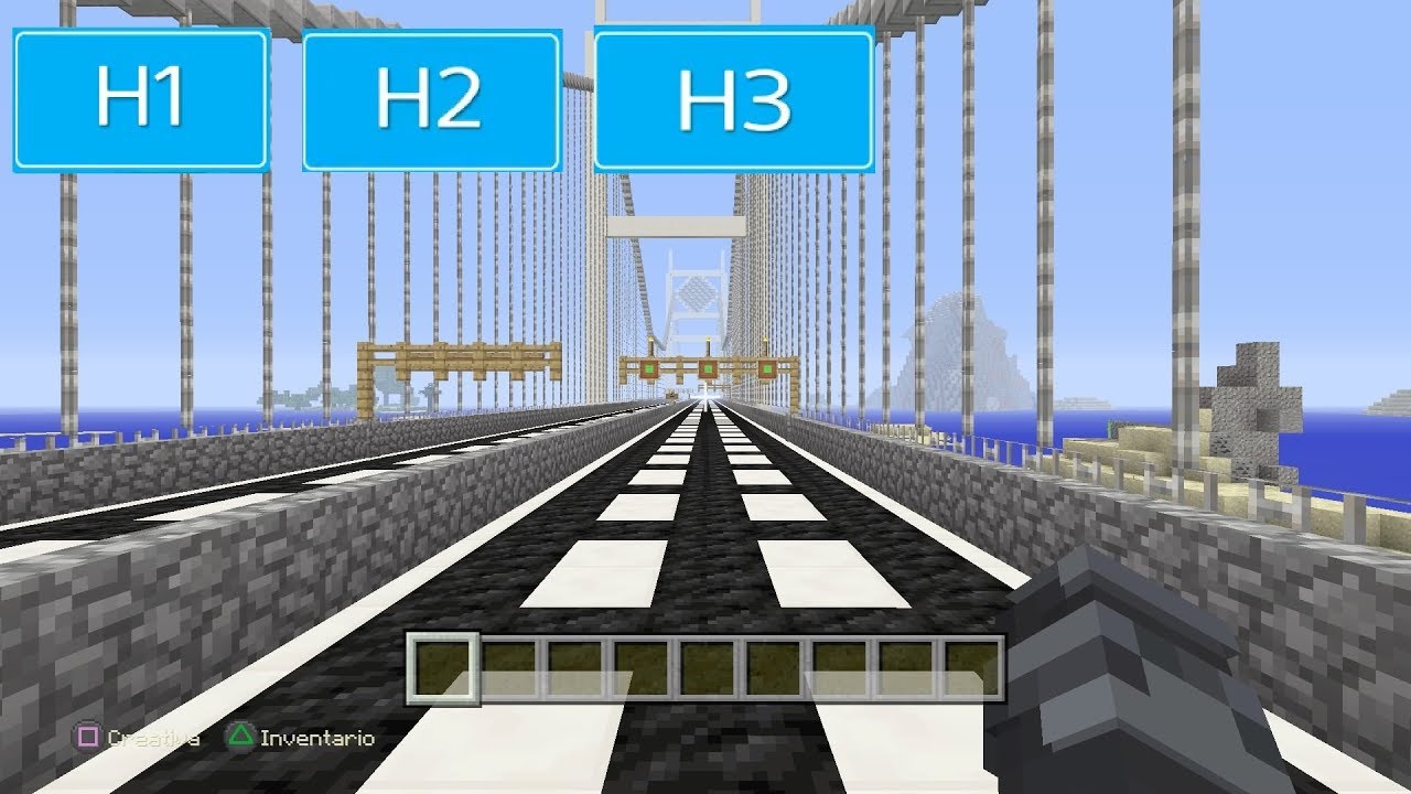 Minecraft, motorways H3, H2, H1, time-lapse 8000 blocks, (part 2) - YouTube