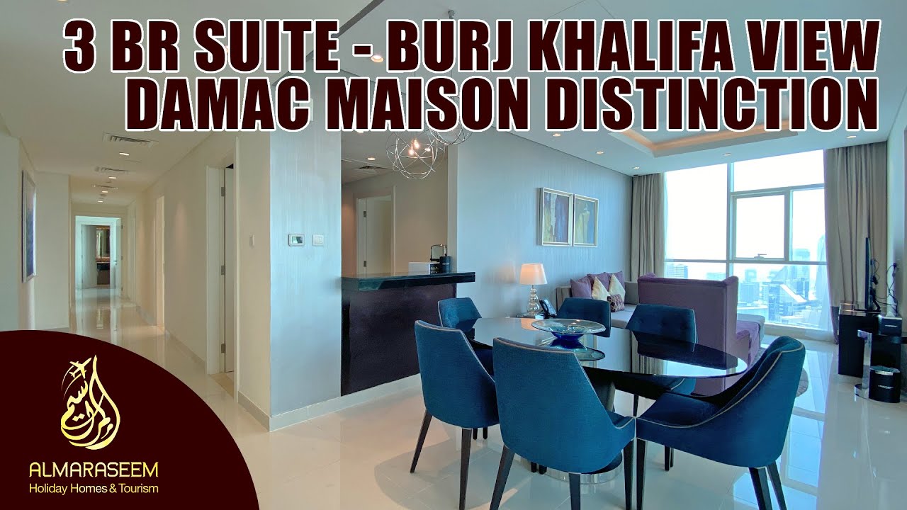 Damac Maison Distinction | 3 Bedroom Suite - Burj Khalifa View - YouTube