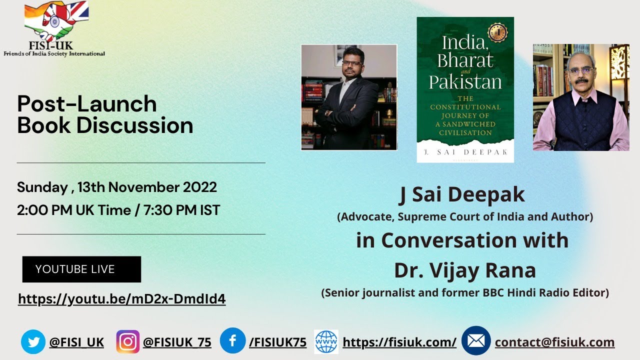 Post-Launch discussion of Book 'India, Bharat and Pakistan' - YouTube