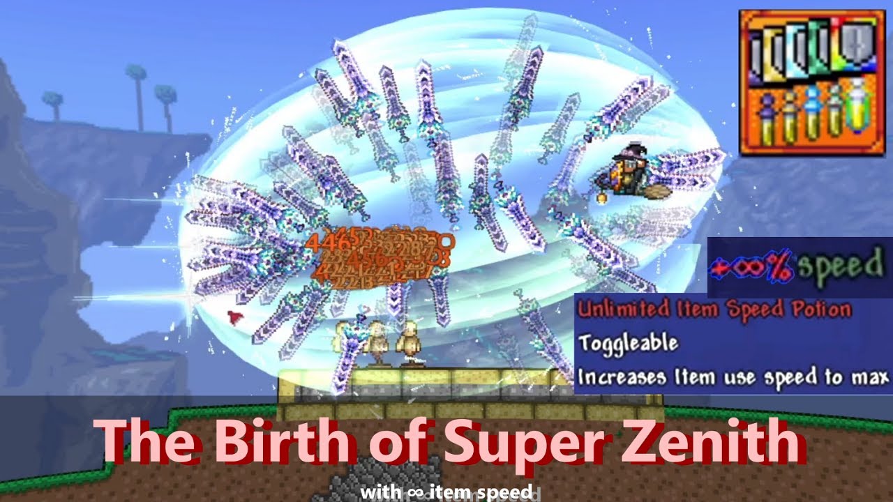 Terraria items minus the delay? ─ Items with +∞% speed breaks the game ...