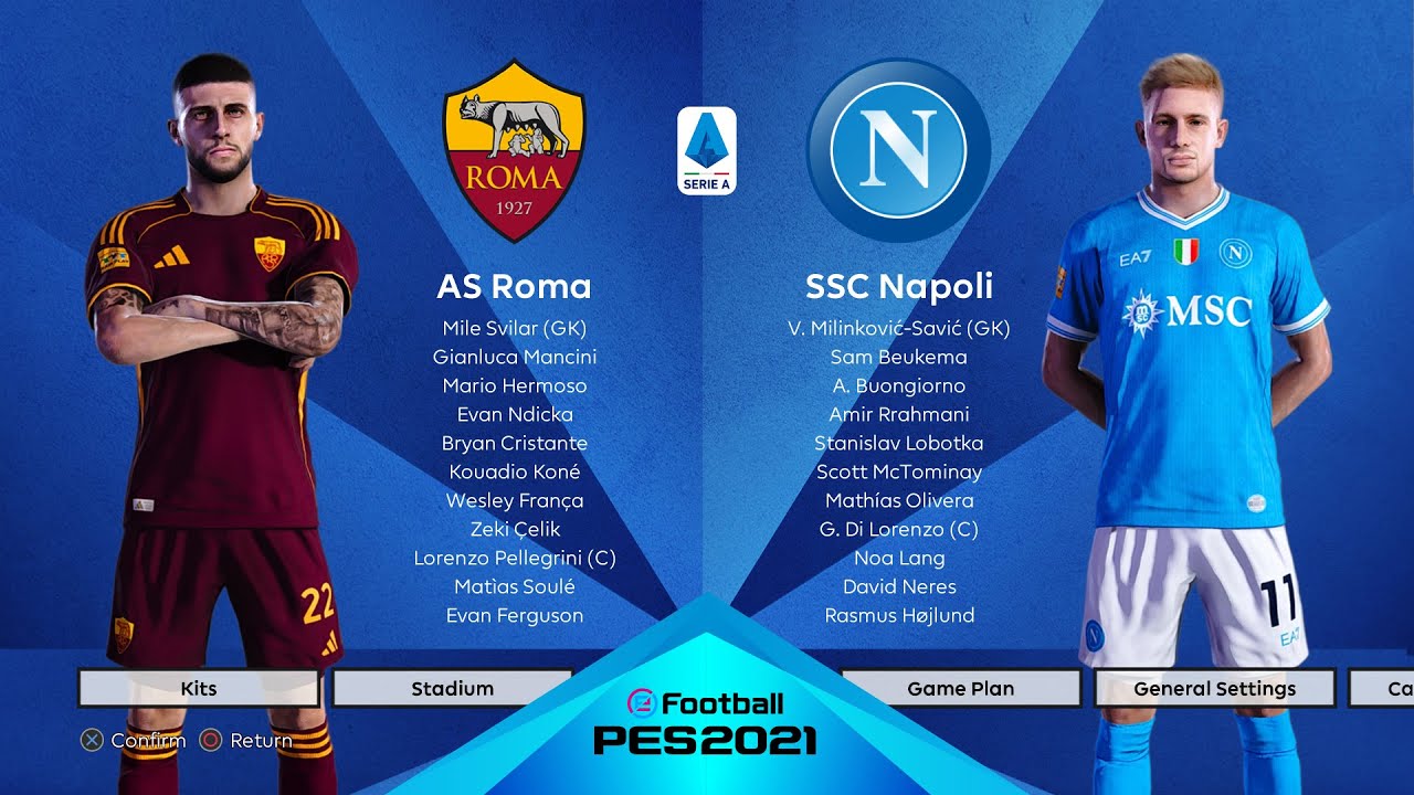PES 21 - Roma vs Napoli - Serie A 25/26 Match | PC Gameplay - YouTube