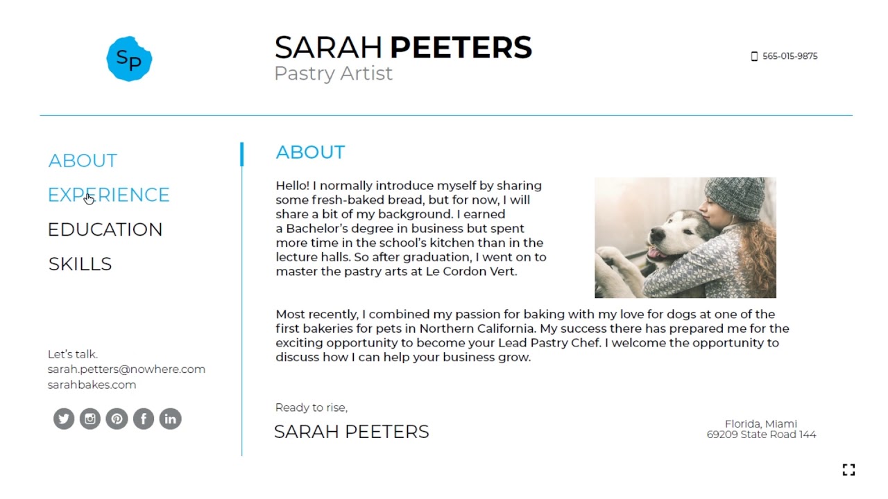 (Sarah) Interactive Resume Template - YouTube