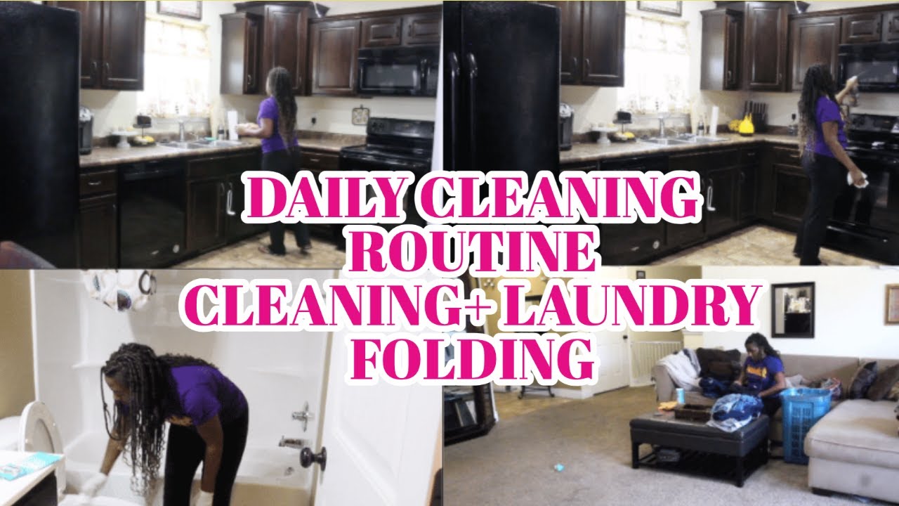 DAILY CLEANING ROUTINE//LAUNDRY FOLDING MOTIVATION//HOMEMAKING WITH ...