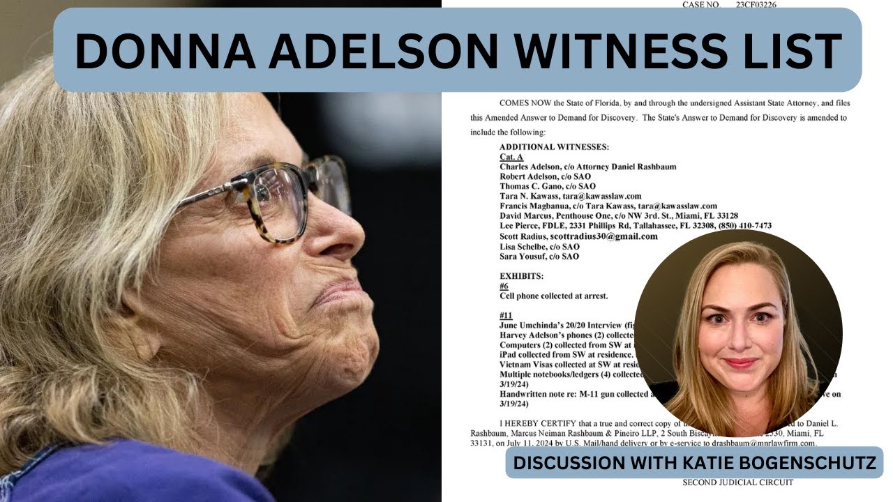 NEW Donna Adelson Witness List - Charlie Adelson To Testify?? - YouTube