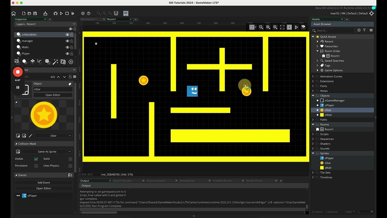 GameMaker Studio 2 - Create a score counter - Drag & Drop/Visual GML [DND] - YouTube