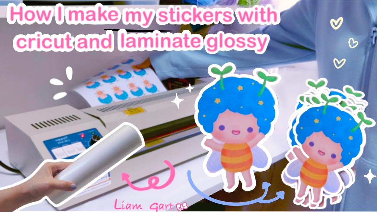 HOW to MAKE sticker, LAMINATE, Cut TUTORIAL🌸GLOSSY STICKER EASY STEP🥰 ...