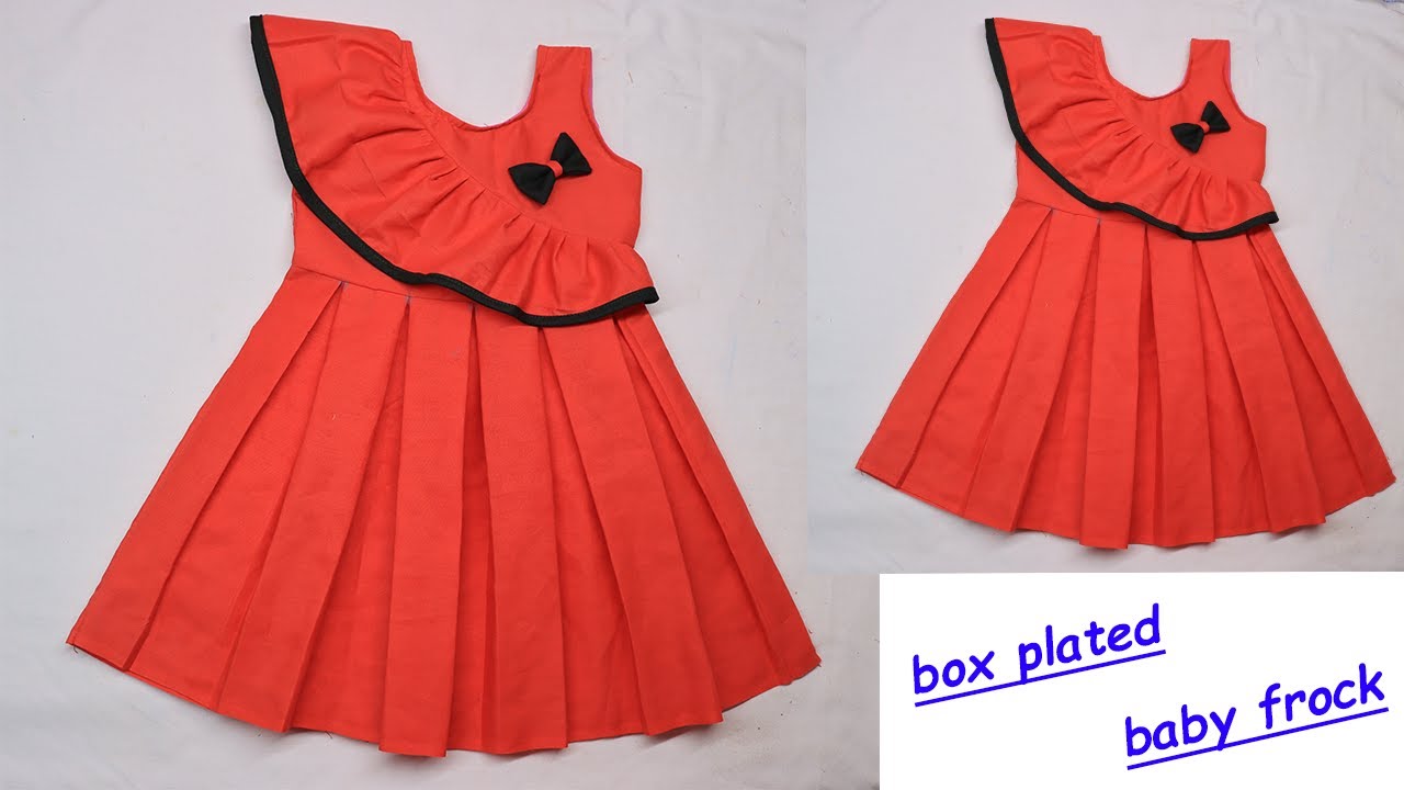 Beautiful summer baby frock cutting/Box pleated baby frock cutting and ...