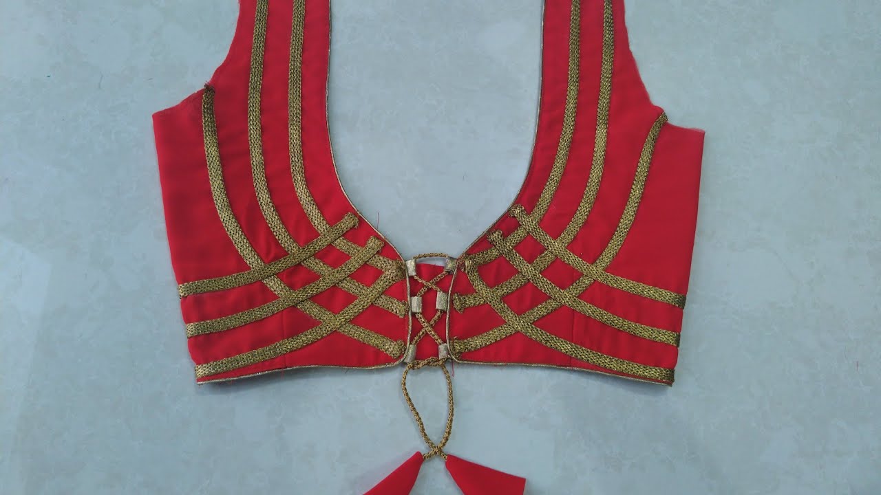 Beautiful blouse back neck lace design | cutting and stitching back ...