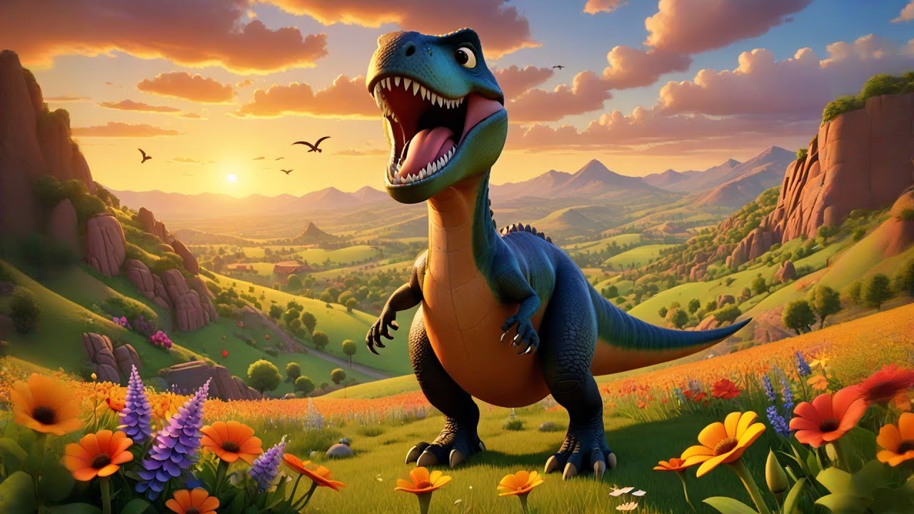 Four Little Dinosaurs Stomp and Roar | Dinosaur Song for Kids | Nursery ...