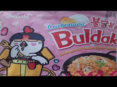 Trying Korean Samyang Carbonara Buldak pink flavour Ramen #Samyang # ...