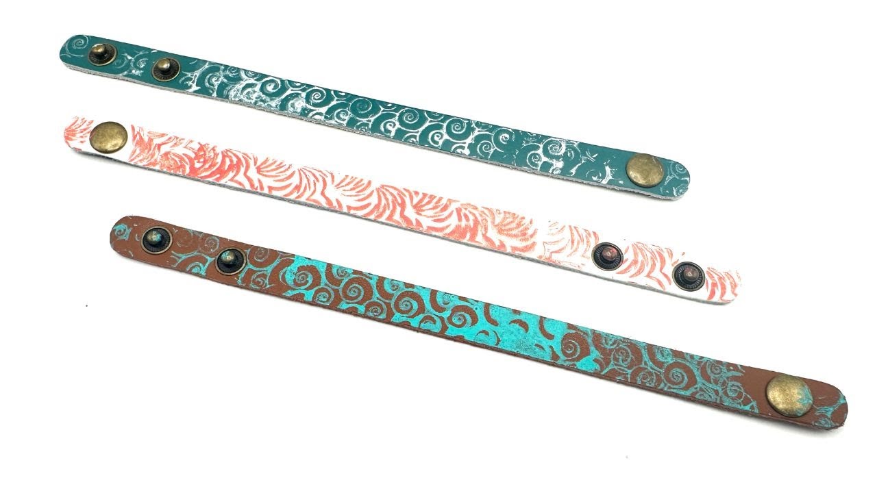 Painting and Texturing Leather Cuff Bracelets - YouTube