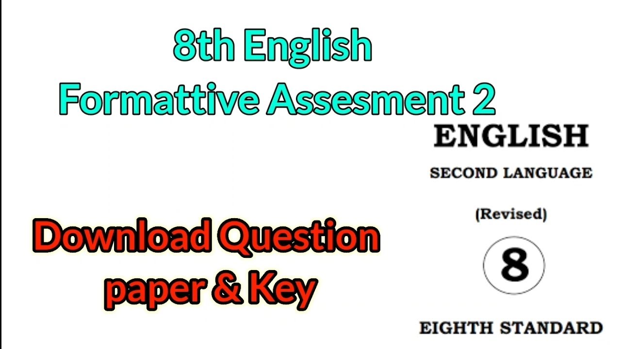 8th class English FA 2 | Formative Assessment Question Paper and Key ...