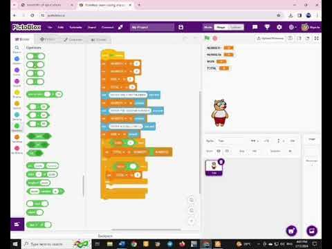 Block based coding with Pictoblox, adding or substracting 2 numbers ...