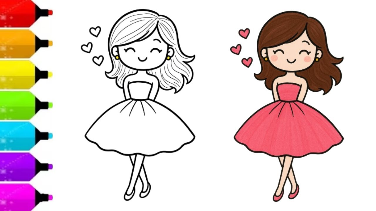 How to Draw a Beautiful Mom | Easy Drawing and Coloring Tutorial for ...