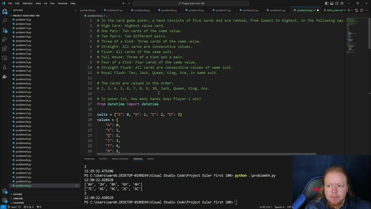 Project Euler Problem 54: Poker Hands - YouTube